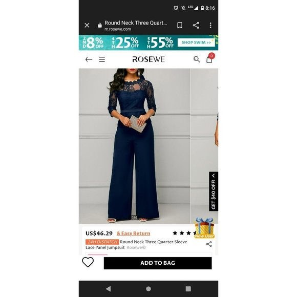 Rotita | Pants & Jumpsuits | Maxi Lace Wide Legged Light Blue Jumpsuit ...